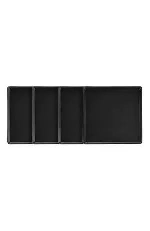 STONE + LAIN Grace Stoneware 4-piece Salad Plate Set - Black Matte