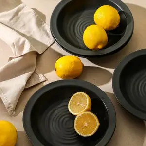 STONE + LAIN Orbit Stoneware 4-piece Pasta Bowl Set - Charcoal