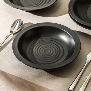 STONE + LAIN Orbit Stoneware 4-piece Pasta Bowl Set - Charcoal