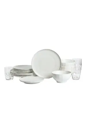 STONE + LAIN Rio Stoneware 16-piece Dinnerware Set With Glasses - Beige