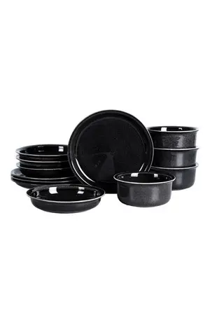 STONE + LAIN Slate Stoneware 12-piece Dinnerware Set - Black