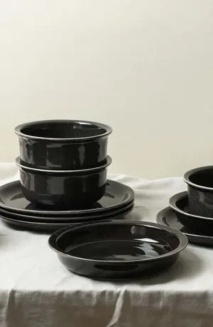 STONE + LAIN Slate Stoneware 12-piece Dinnerware Set