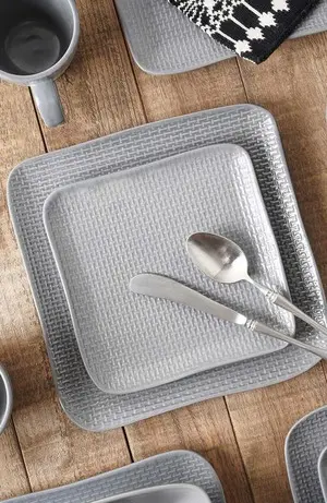 STONE + LAIN Olivia Stoneware 4-piece Salad Plate Set - Gray