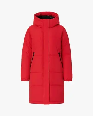 QUARTZ CO. Ines Hooded Down Winter Jacket - Fiery Red