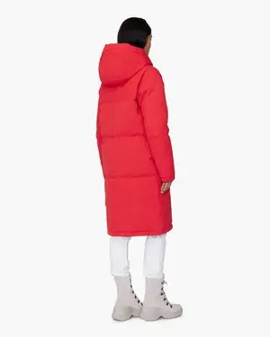 QUARTZ CO. Ines Hooded Down Winter Jacket - Fiery Red