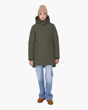 QUARTZ CO. Genia Hooded Down Winter Jacket - Olive