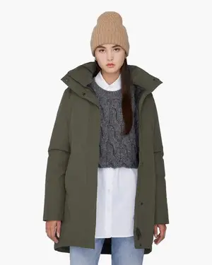 QUARTZ CO. Genia Hooded Down Winter Jacket - Olive