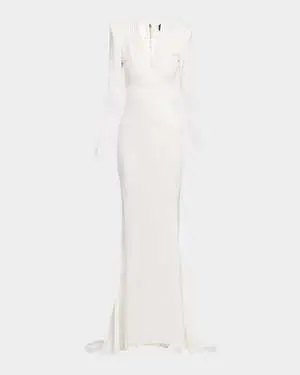 ZHIVAGO Battle Lines The Heiress V-neck Gown - White
