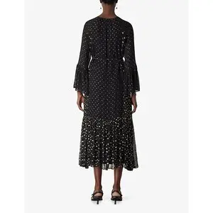 Whistles Metallic Dot-print Woven Midi Dress