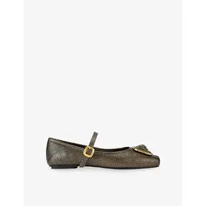 Kurt Geiger Pimplico Embellished Leather Ballet Flats