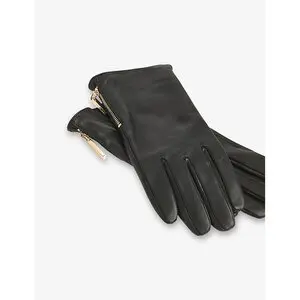 Whistles Zipped Leather Gloves
