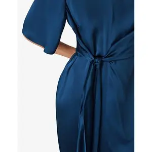 Whistles Twist-waist Satin Midi Dress