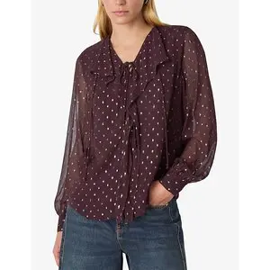 Whistles Metallic Dot-print Woven Blouse