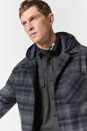 Bogner Flannel Overshirt Larry - Navy Blue/grey