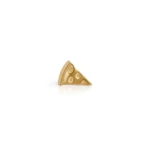 WHIT JEWELRY 14k Yellow Gold Pizza Stud Earring - Gold - Flat Black