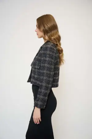 Central Park West Houndstooth Lurex Jacket