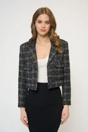Central Park West Houndstooth Lurex Jacket
