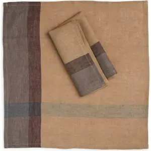 SUSTAINABLE THREADS Hinterland Handwoven Linen Napkinsset Of 2 - Olive Crostini