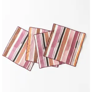 GOLDIE HOME Lisbon Stripe Cocktail Napkin Set - Pink & Brown