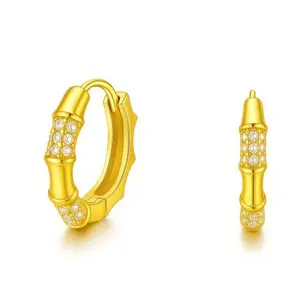 DONATELLO GIAN Tone Sterling Silver Crystal Hoop Earrings - Gold