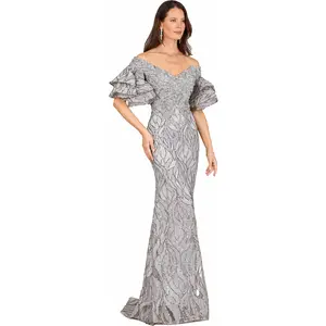 LARA NEW YORK Off-shoulder Gown - Grey