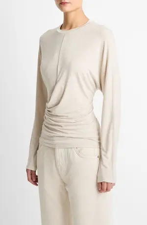 Vince Drape Knit Top - Heather Cream Oat