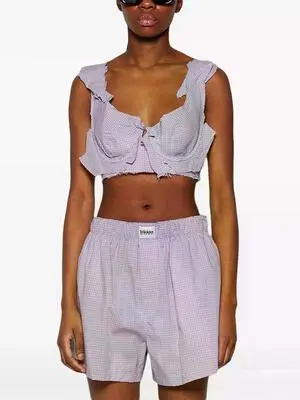 Natasha Zinko Check-print Deconstructed Cotton Bra