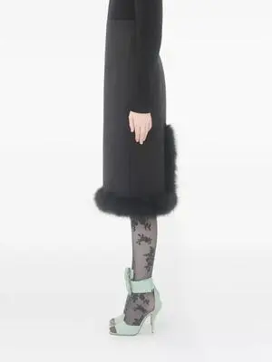 Valentino Garavani Crepe Couture Midi Skirt With Feather Embellishment