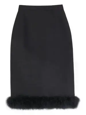 Valentino Garavani Crepe Couture Midi Skirt With Feather Embellishment - Black