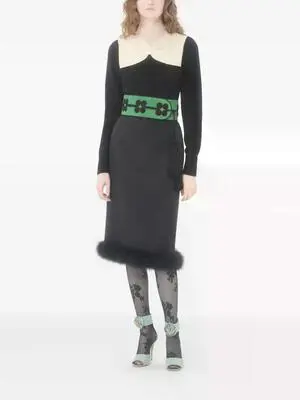 Valentino Garavani Crepe Couture Midi Skirt With Feather Embellishment - Black