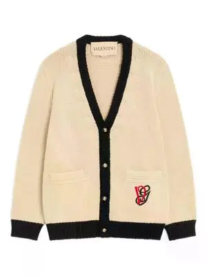Valentino Garavani Embroidered Wool Cardigan - Neutrals