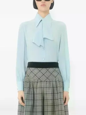 Valentino Garavani Crepe De Chine Scarf-detail Shirt - Blue