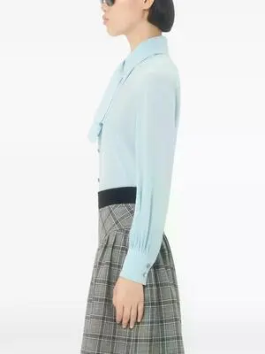 Valentino Garavani Crepe De Chine Scarf-detail Shirt - Blue
