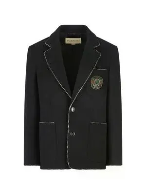 Valentino Garavani Single-breasted Wool Jacket With Torchon Piping