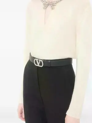 Valentino Garavani Vlogo Signature Crystal-buckle Leather Belt