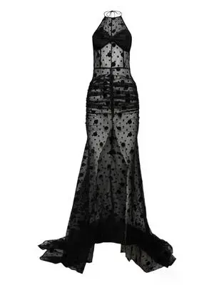 LAQUAN SMITH Halterneck Polka-dot Gown