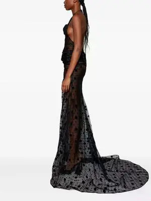 LAQUAN SMITH Halterneck Polka-dot Gown