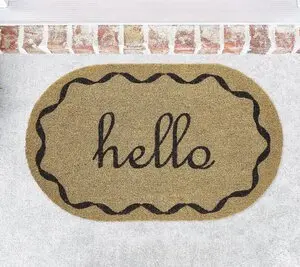 VCNY HOME Hello Black Oval Coir Outdoor Doormat, 18' X 30 - One-color