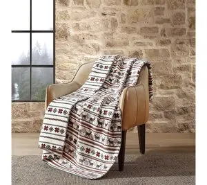 Eddie Bauer Snowflakes Reversible Lush Flannel 60x70 Throw - One-color