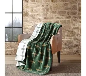 Eddie Bauer Geese Reversible Lush Flannel 60x70 Throw - One-color