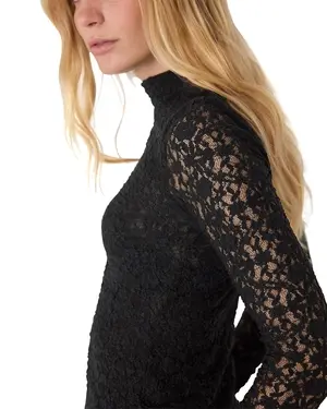 Whistles Lace Detail High Neck Top