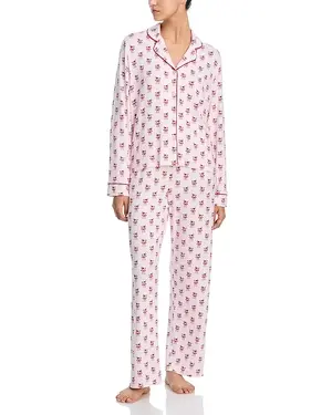 Aqua Notched Collar Jersey Pajama Set Exclusive - Pink