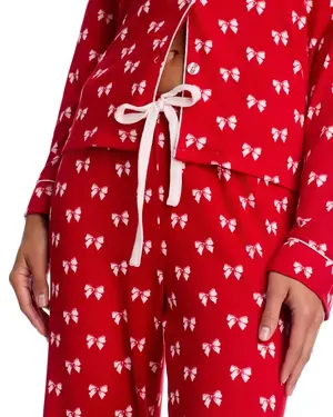 Aqua Notched Collar Jersey Pajama Set Exclusive - Red