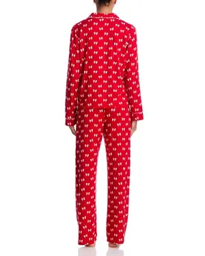 Aqua Notched Collar Jersey Pajama Set Exclusive - Red