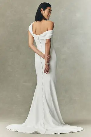Jenny Yoo Suri Off-shoulder Crepe Wedding Gown