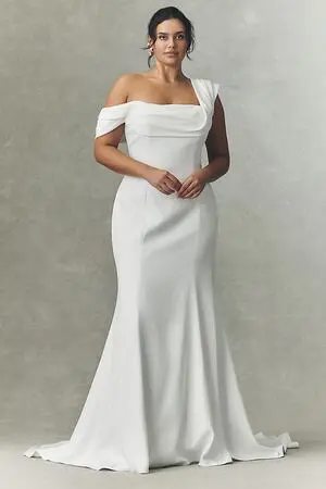 Jenny Yoo Suri Off-shoulder Crepe Wedding Gown