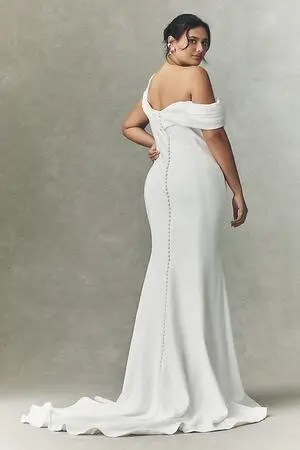 Jenny Yoo Suri Off-shoulder Crepe Wedding Gown
