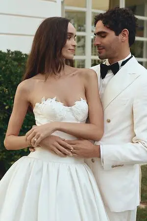Watters Emmaretta Strapless Ball-skirt Wedding Gown