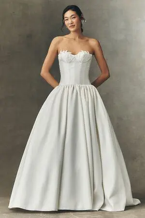 Watters Emmaretta Strapless Ball-skirt Wedding Gown