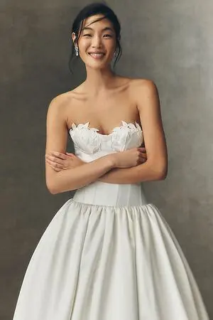 Watters Emmaretta Strapless Ball-skirt Wedding Gown